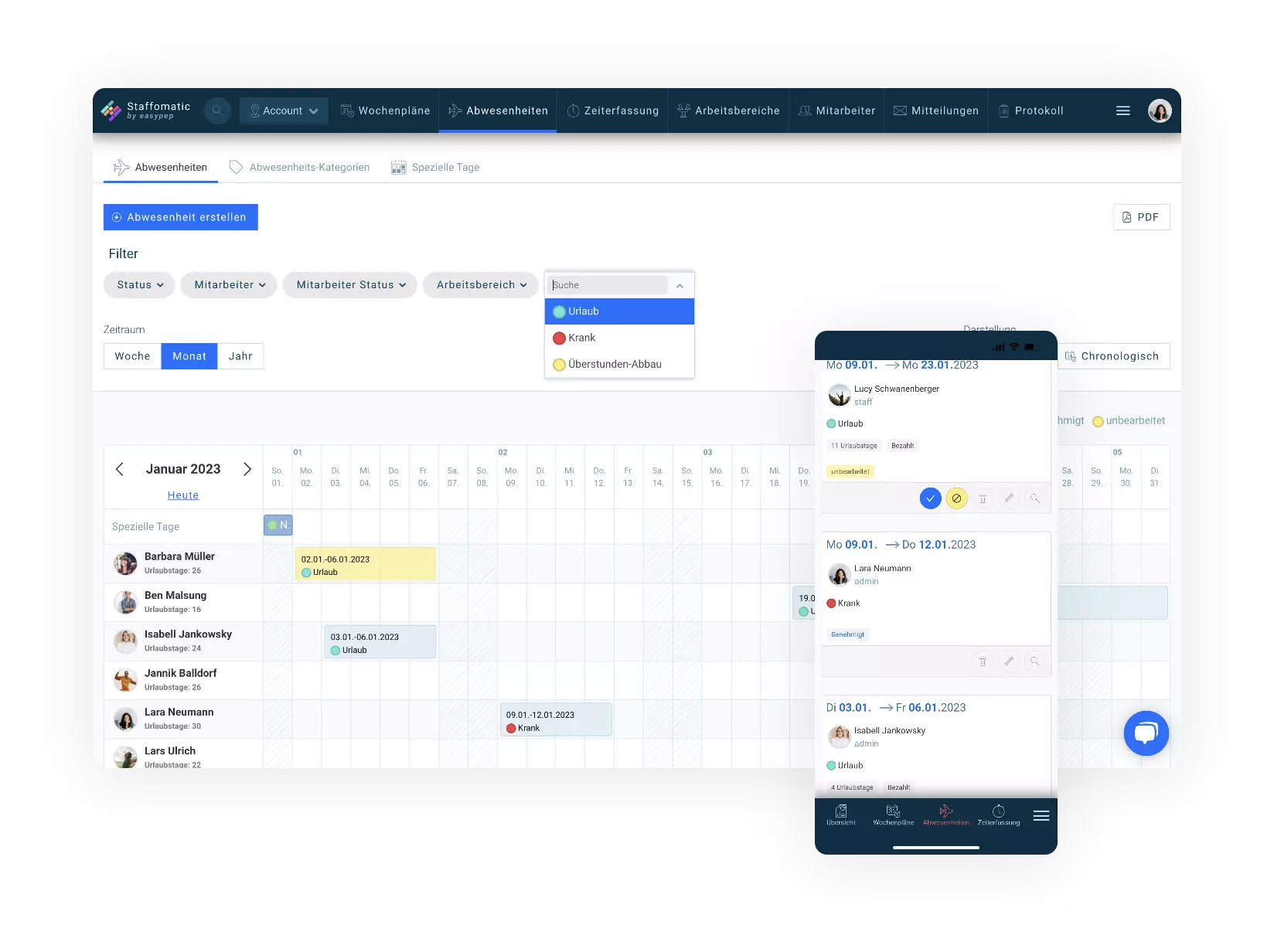 Absences • Staffomatic
